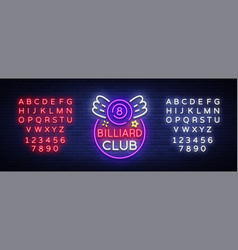 Pool bar logo in neon style sign design Royalty Free Vector