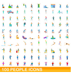 100 people icons set cartoon style Royalty Free Vector Image