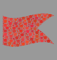 Graduation waving red guidon flag - collage Vector Image