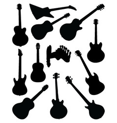 Electric and bass guitar headstock silhouettes Vector Image