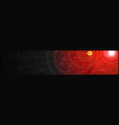 Black tech perforated banner with red waves Vector Image