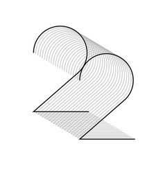 Ninety nine number double line art outline Vector Image