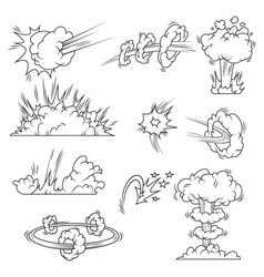 Explosion fireworks and boom icons set on white Vector Image