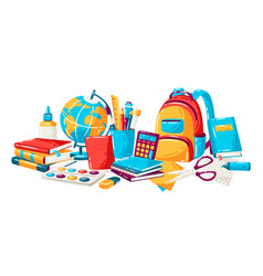 School backpack with education items Royalty Free Vector
