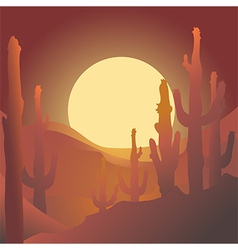 Flat cartoon desert sunset landscape background Vector Image