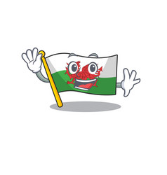 Waving cute smiley flag wales scroll cartoon Vector Image