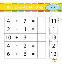 Addition and subtraction task for kids education Vector Image