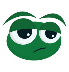 Cartoon picture face a tired frog Royalty Free Vector Image