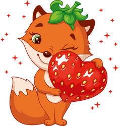 Fox with strawberry Royalty Free Vector Image - VectorStock