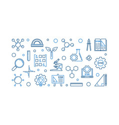 Stem word with science outline icons Royalty Free Vector