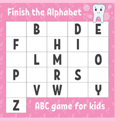 Finish the alphabet abc game for kids education Vector Image