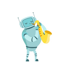 Cute robot musician playing banjo musical Vector Image