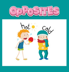 Opposite adjectives hot and cold Royalty Free Vector Image