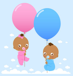 Happy birthday card with girl and balloons Vector Image