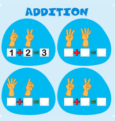 Worksheet template for adding with pictures Vector Image