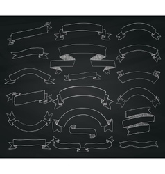 Colorful Chalk Drawing Ribbons Banners Royalty Free Vector