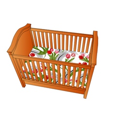 Baby carousel with hanging toys over wooden cot Vector Image