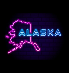 Alaska us state glowing neon lamp sign realistic Vector Image