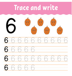 Trace and write numbers handwriting practice Vector Image