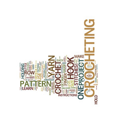 Learn to crochet text background word cloud Vector Image