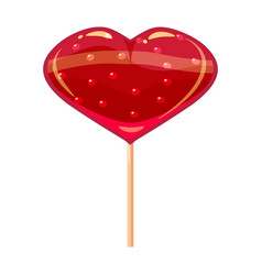 Heart shaped lollipop dessert icon on stick sweet Vector Image