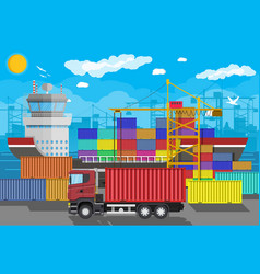 Colorful cargo shipping containers Royalty Free Vector Image