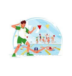 Kids swimming happy children water sport in pool Vector Image