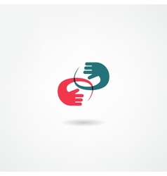 Infinity symbol with human hands Royalty Free Vector Image