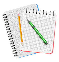 Open notebook with green pen Royalty Free Vector Image