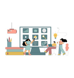 Interactive whiteboard in classroom children Vector Image