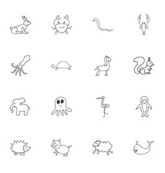 Set 16 editable zoology doodles includes Vector Image