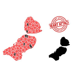 Rubber heart attack stamp seal and humans with Vector Image