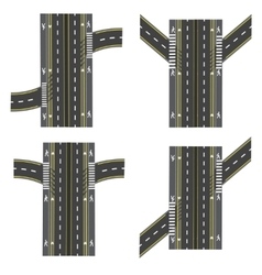 Set of different road sections with a circular Vector Image