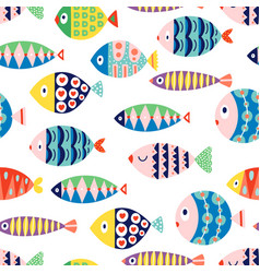 Cute colorful fish kids background sea motif Vector Image