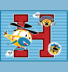 Animal pilot on rescue helicopter cartoon Vector Image