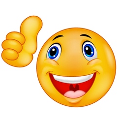 Happy emoticon giving thumb up Royalty Free Vector Image