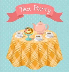 Tea time with cute cups freehand drawing sketch Vector Image