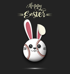 Happy easter baseball in shape a rabbit Royalty Free Vector