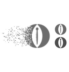 Disintegrating pixel halftone female genitals icon
