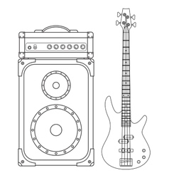 Electric Bass Guitar and Amplifier Royalty Free Vector Image