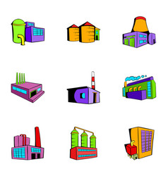 Industrial building factory icons Royalty Free Vector Image