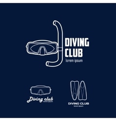Set of vintage dive helmets diver emblems diver Vector Image