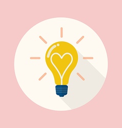 Lightbulb love flat icon Royalty Free Vector Image