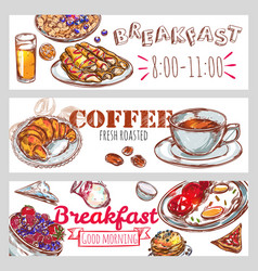 Breakfast and brunches concept banner Royalty Free Vector