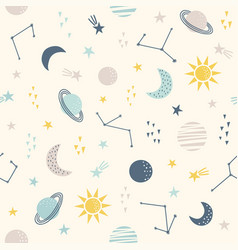 Childish seamless pattern hand drawn space Vector Image