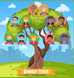 Diagram showing three generation family tree Vector Image