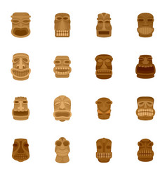 Tiki idol aztec hawaii icons set simple style Vector Image