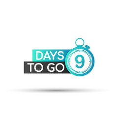 9 days to go red label red web ribbon Royalty Free Vector