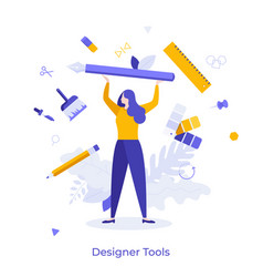 Cartoon artist girl and easel Royalty Free Vector Image