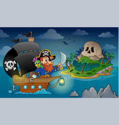 Pirate ship deck theme 4 Royalty Free Vector Image